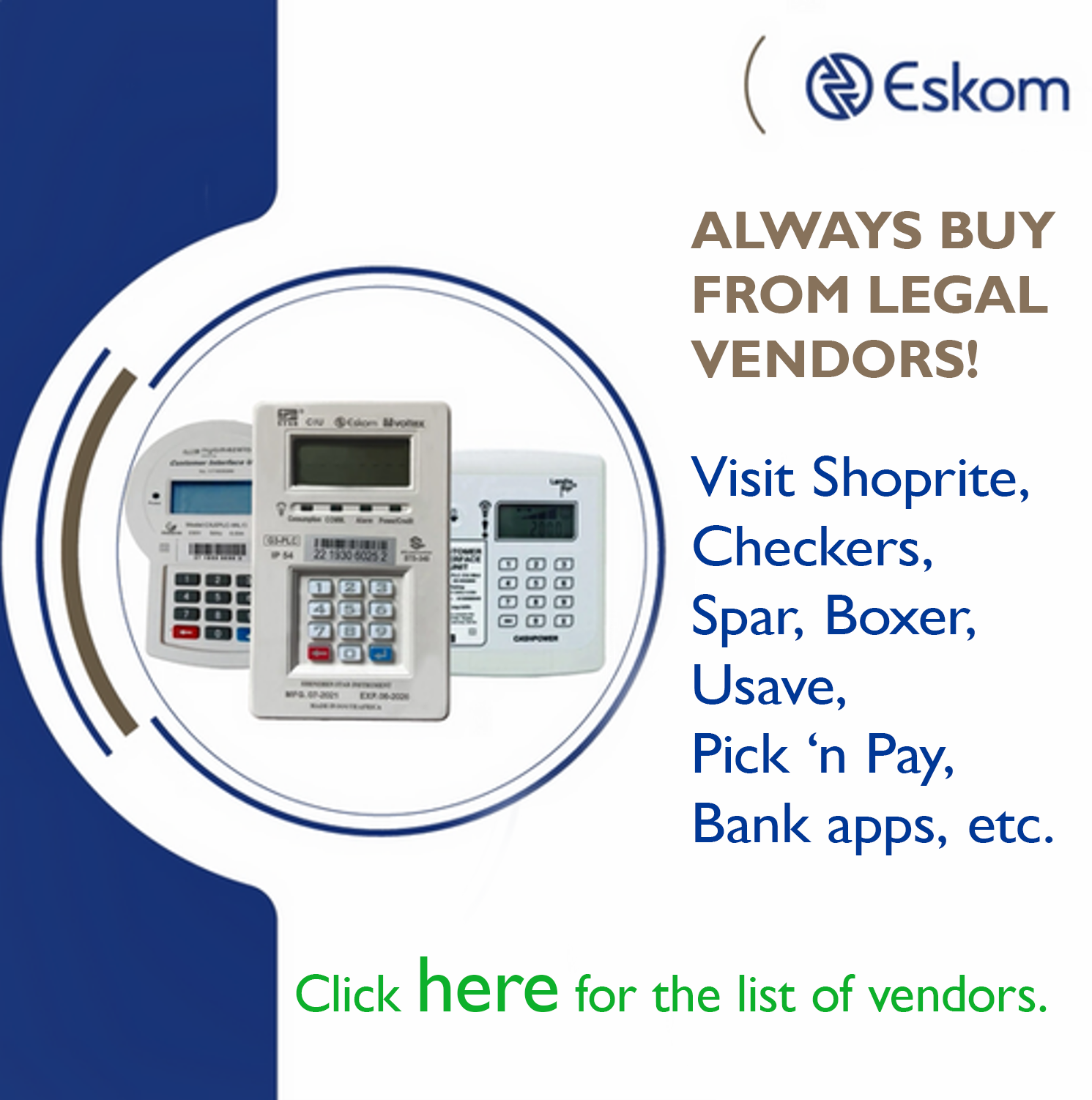 Eskom smart prepaid split meters programme - Distribution